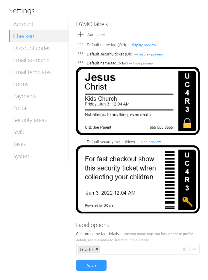 Changing check in settings – UCare